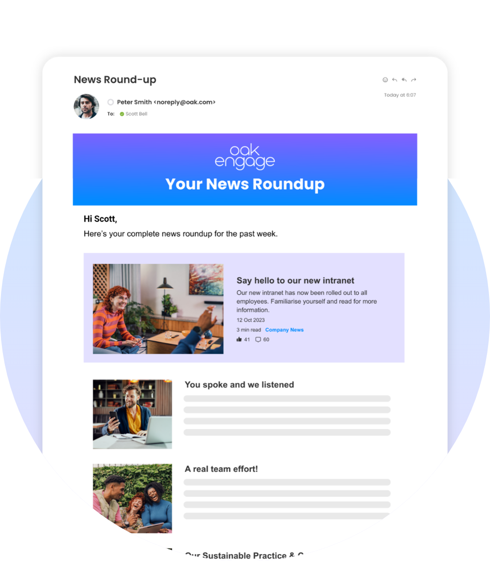 Automated Intranet Newsletter Feature - Oak Engage | Oak Engage