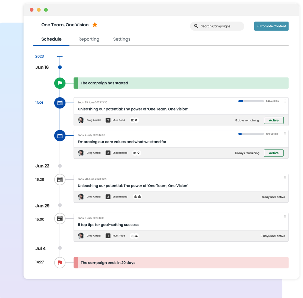 Intranet Campaigns Feature - Oak Engage | Oak Engage