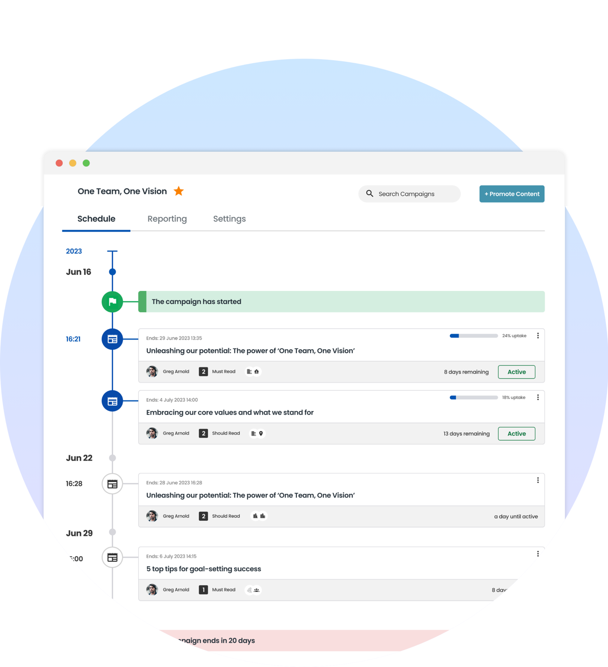 Intranet Campaigns Feature - Oak Engage | Oak Engage